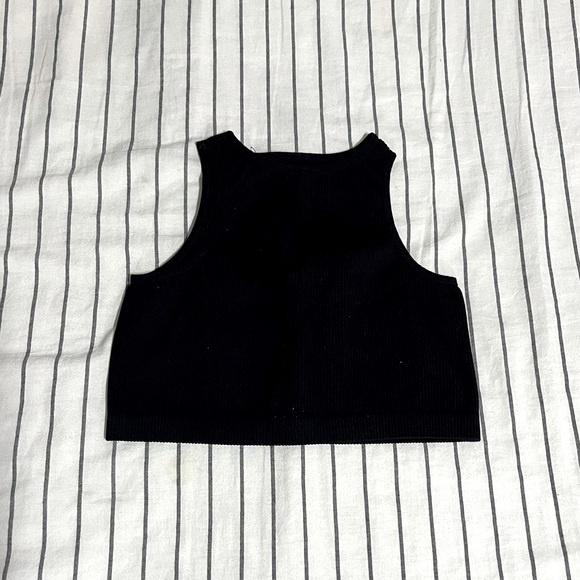 Tops | Black Basic High Neck Cropped Tank | Poshmark